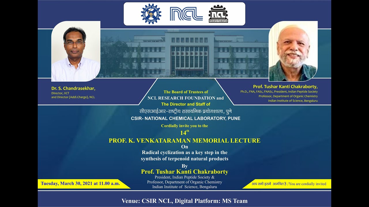 Prof K Venkataraman Memorial Lecture : 30 March 2021 - YouTube