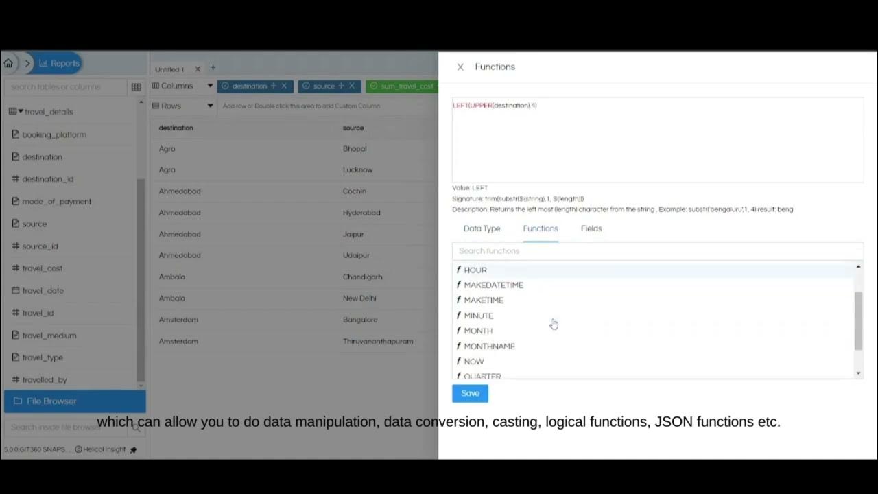 Apply DBfunction and then use as a filter in Open Source BI product Helical Insight - YouTube