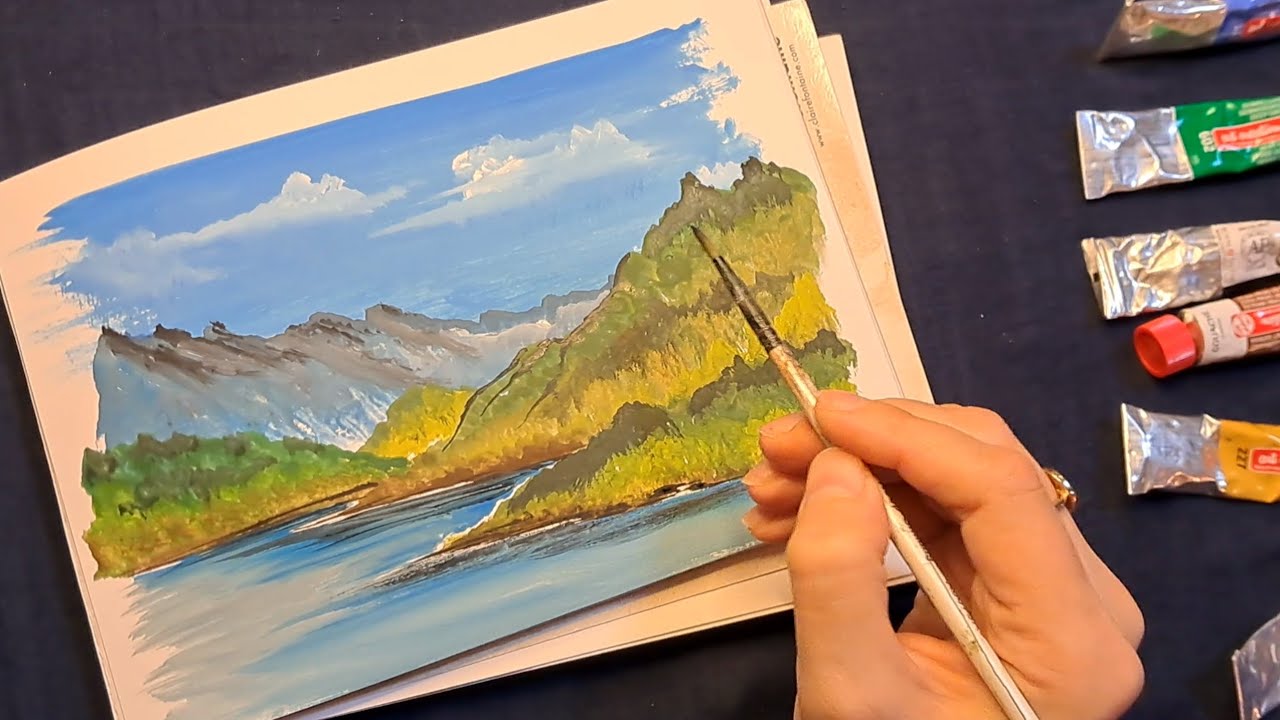 How to paint a Lake Scene || let's paint with JessyArt - YouTube