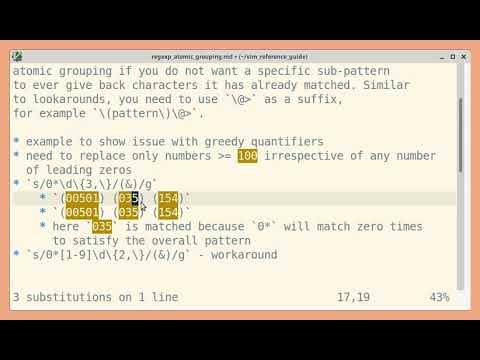 Vim regexp: Atomic Grouping - YouTube