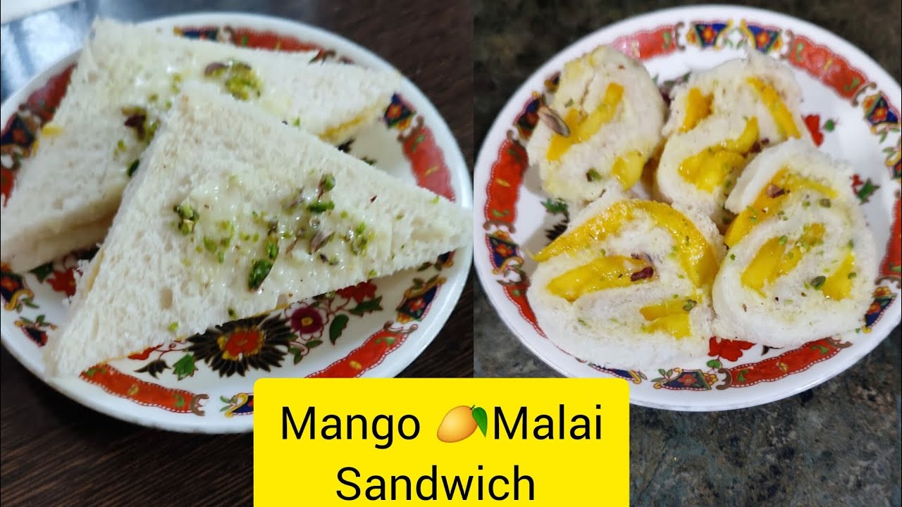 Mango Malai Sandwich| Mango Sandwich|cold sandwich|mango dessert|malai ...