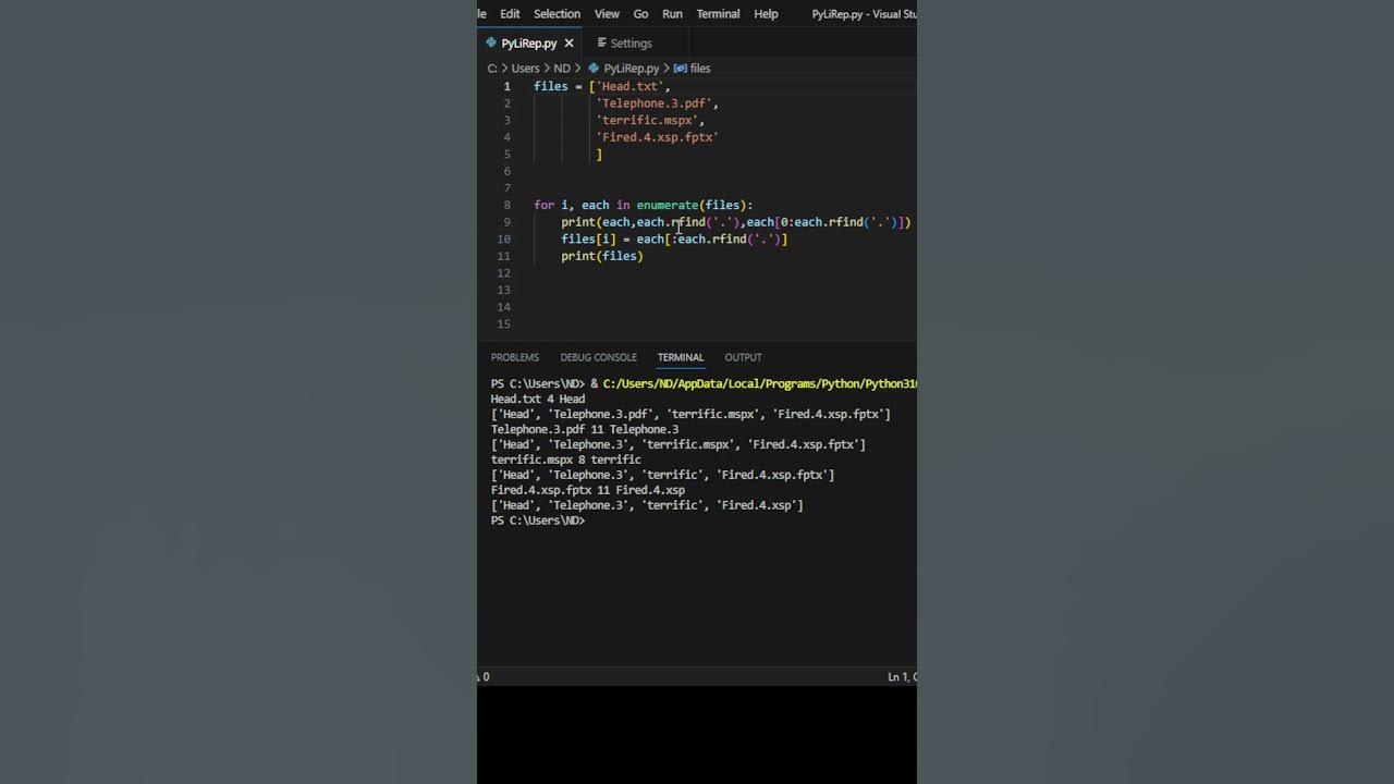 Removing the file extension from a filename. A quick Python Project Script! - YouTube