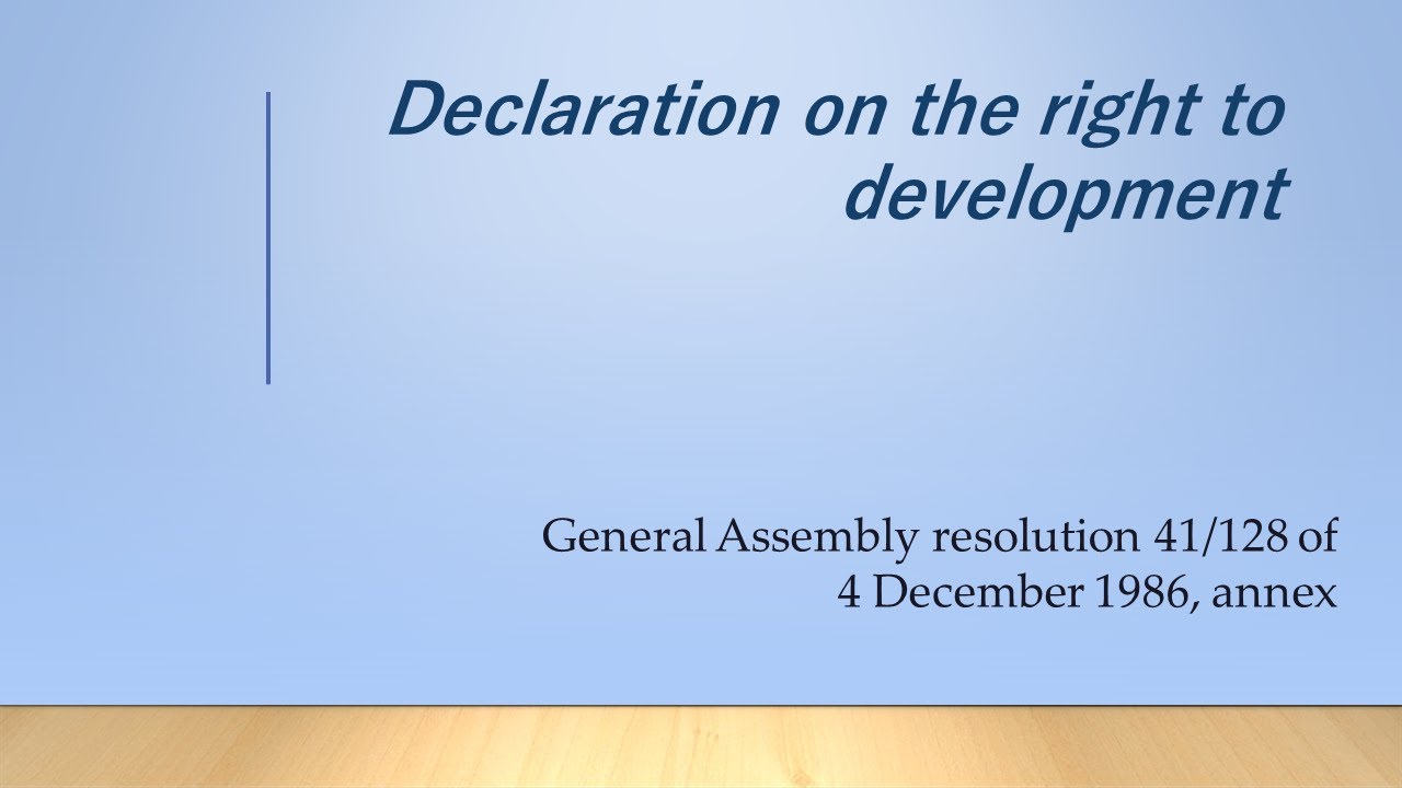 Declaration on the right to development - YouTube