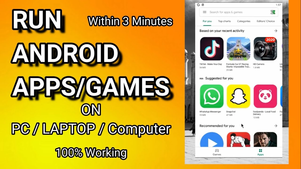 Run Android Apps on Pc / Laptop / Computer (3 minutes tutorial) - YouTube