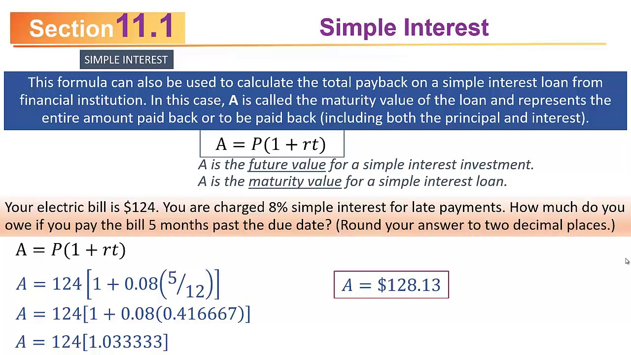MATH110 Sec11.1 (F2019): Simple Interest - YouTube