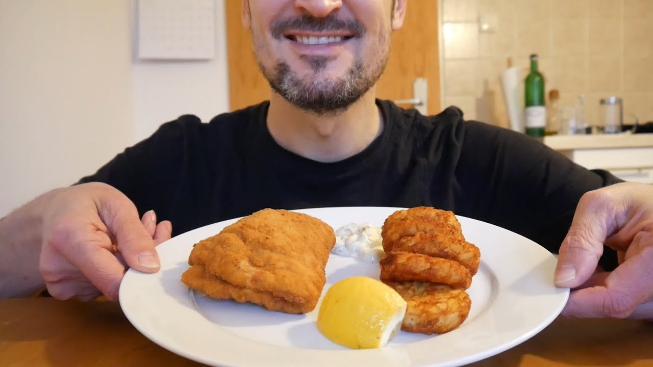 ASMR Eating Sounds – Cordon Bleu Schnitzel with Rösti (Hash Browns ...
