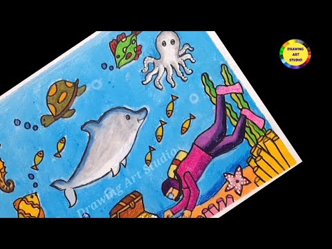 Underwater World | How To Draw Life Underwater | World Oceans Day ...