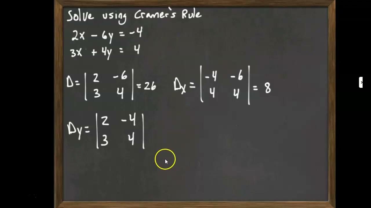 Solving a 2x2 system using Cramer's Rule - YouTube