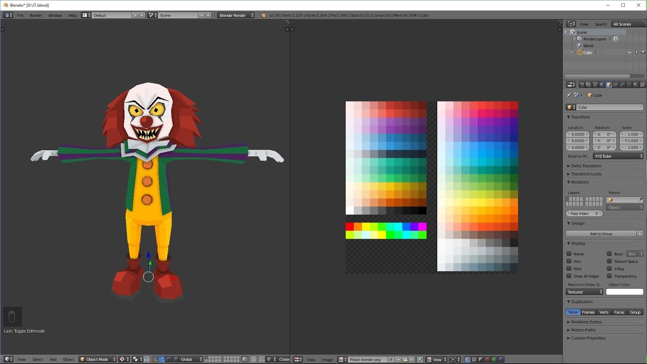 Lowpoly Character | Blender 2.78 | It Clown - Stephen King - YouTube
