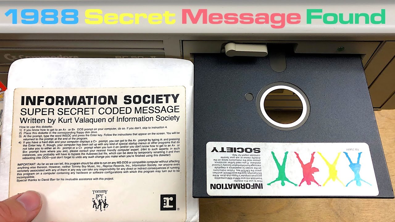 "Super Secret Coded Message" (1988) Floppy Disk: Solving Information Society's Puzzle - YouTube