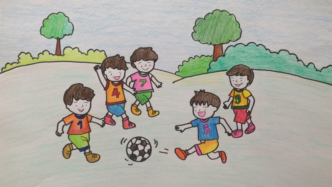 Drawing football team & playing football for kids ฝึกวาดการ์ตูน สำหรับ ...