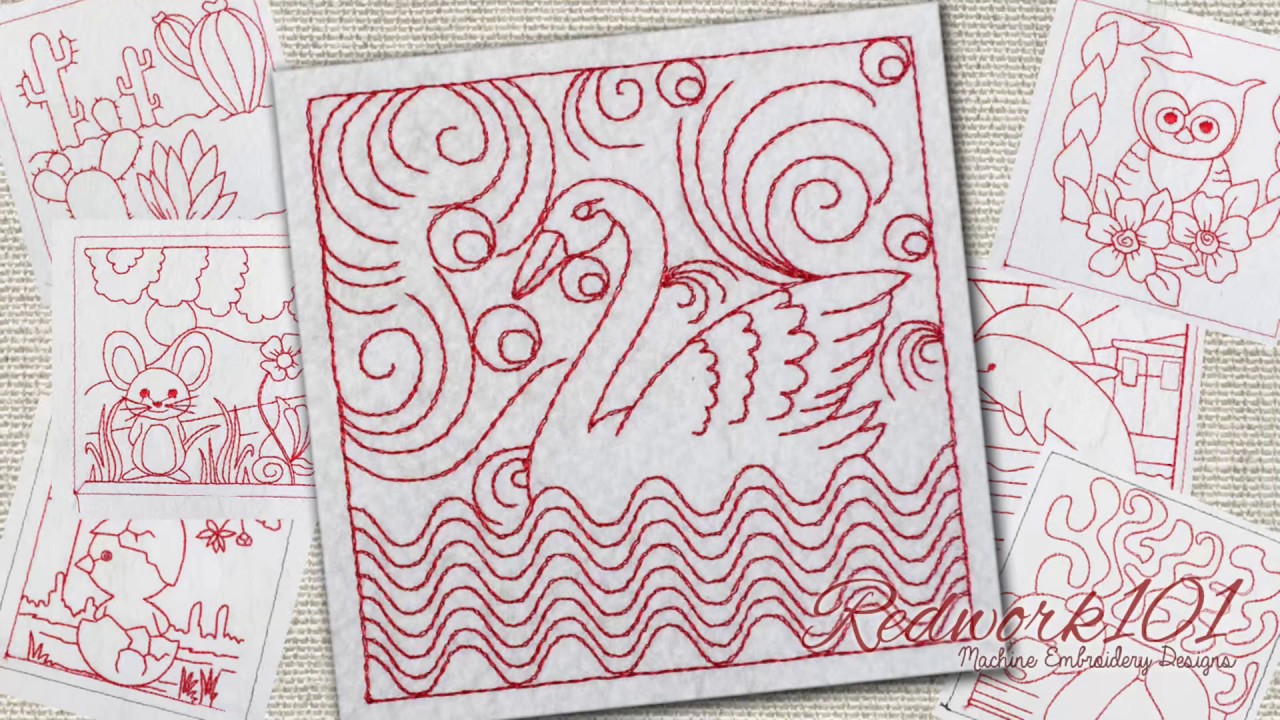 Duck Design | Redwork Embroidery Designs - YouTube