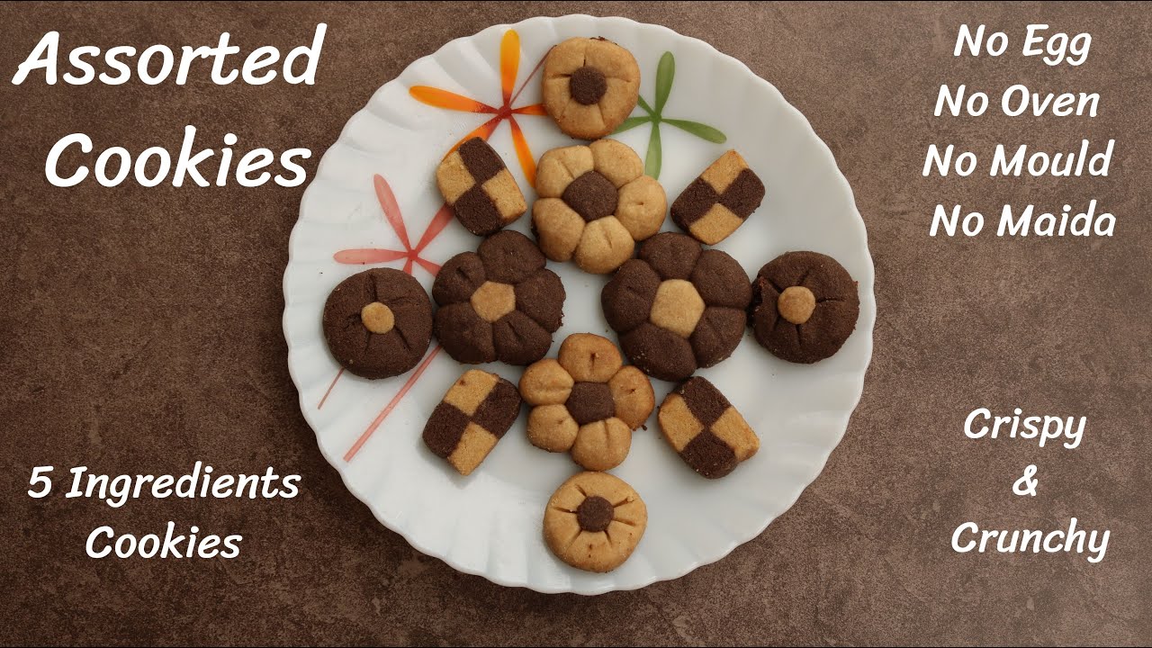 Assorted Cookies | 5 Ingredient Cookies without Oven | Bakery Style ...