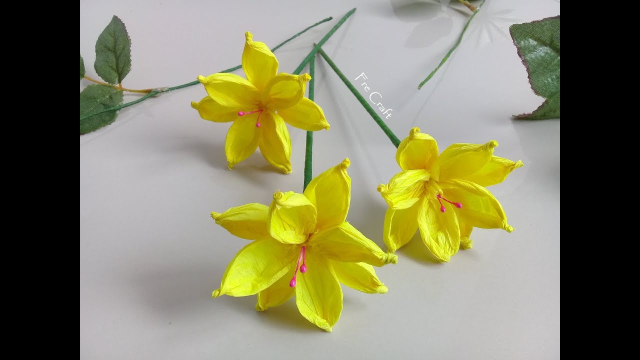 Tutorial Membuat Bunga dari Kertas Krep | How to Make Crepe Paper ...