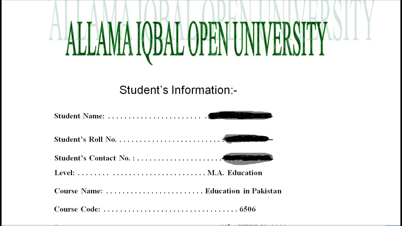 AIOU Code 6506 Solved Assignment No.2 Autumn 2022 || Level: M.ED/MA ...