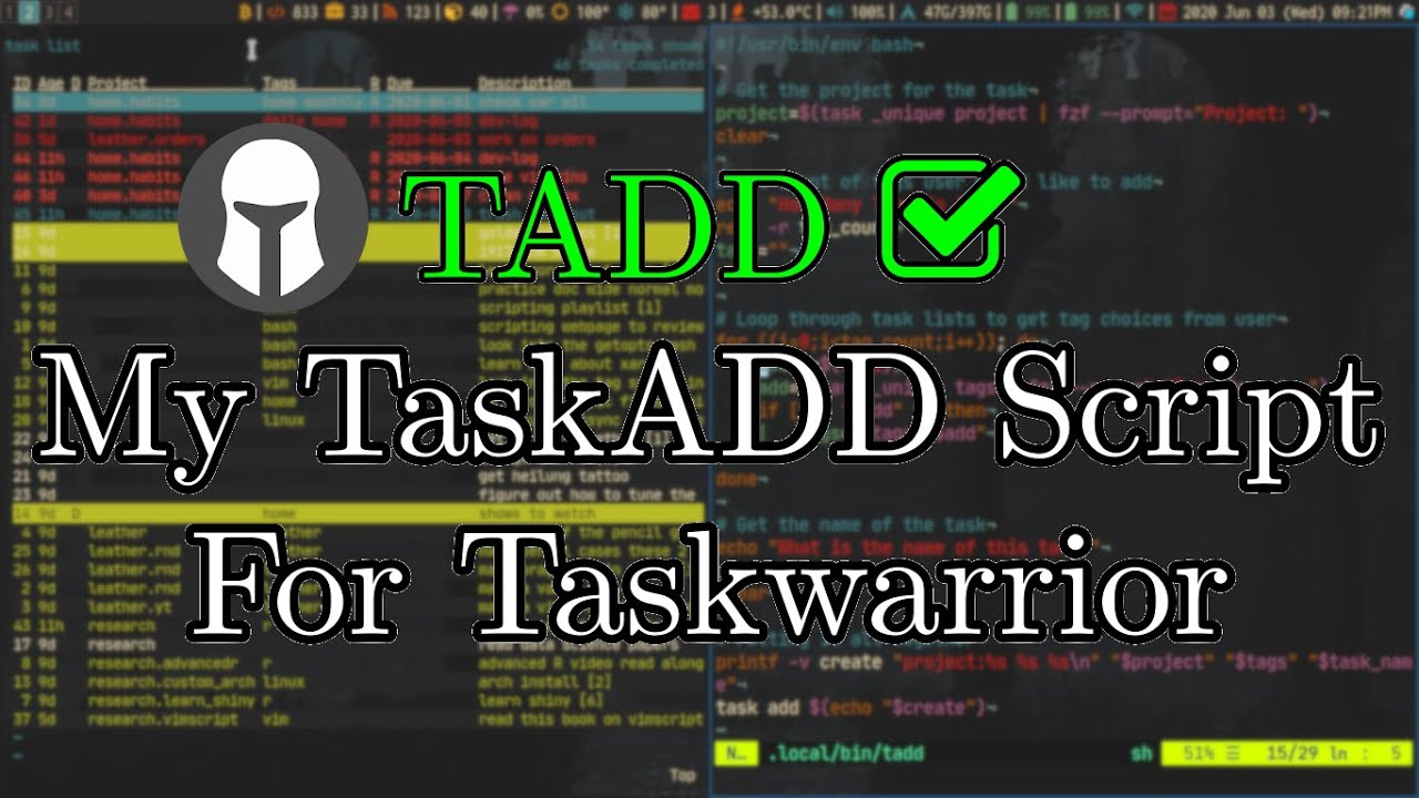 TADD: My TaskADD Script For Task Warrior - YouTube
