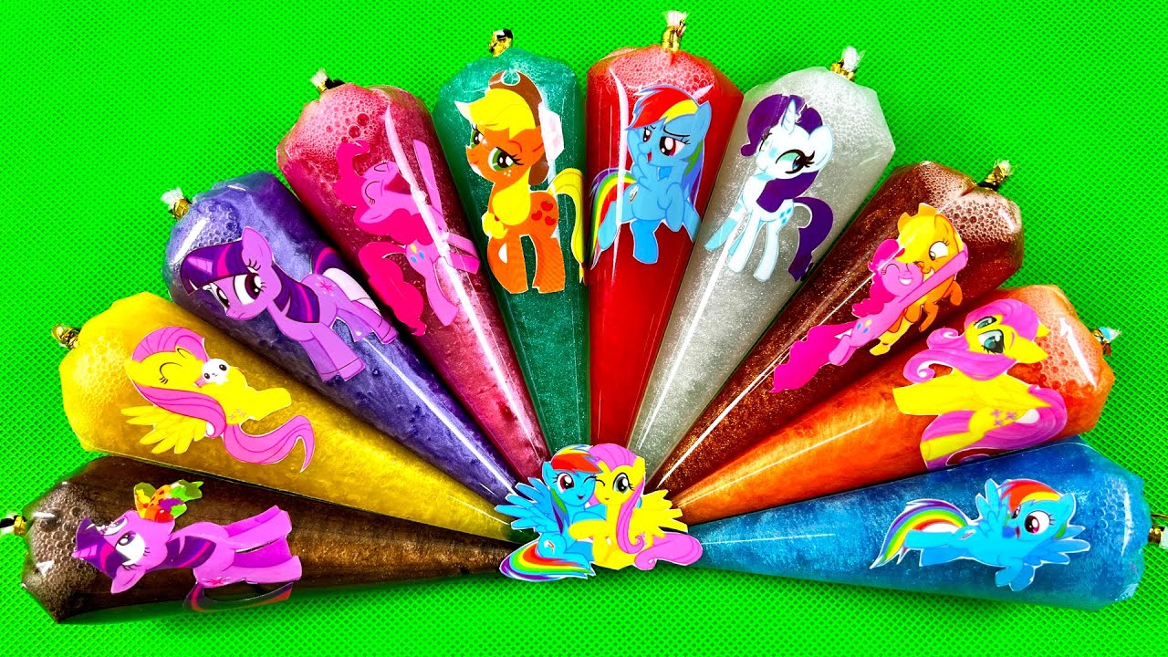 My Little Pony | Mixing GILLTER Slime with Piping Bag Coloring | MLP ...