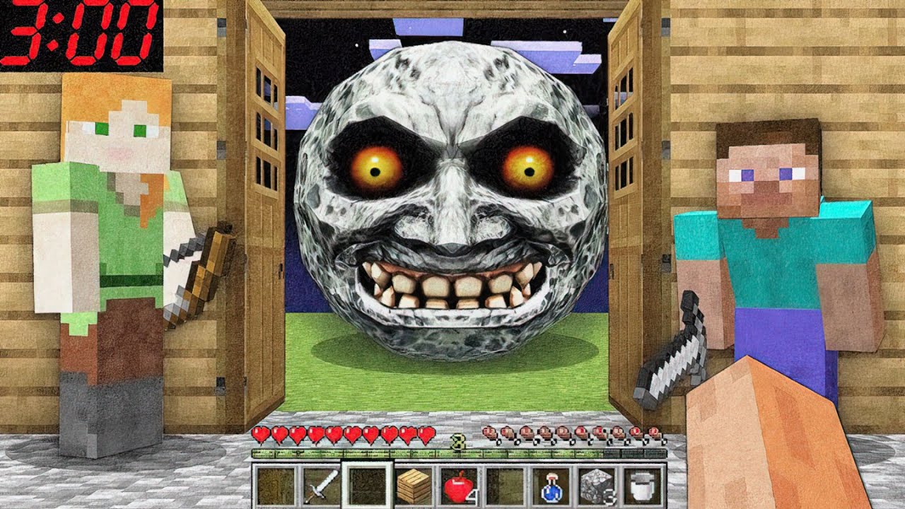 MOON.EXE vs NOOB and ALEX CHASING MINION at 3:00 AM in MINECRAFT ...