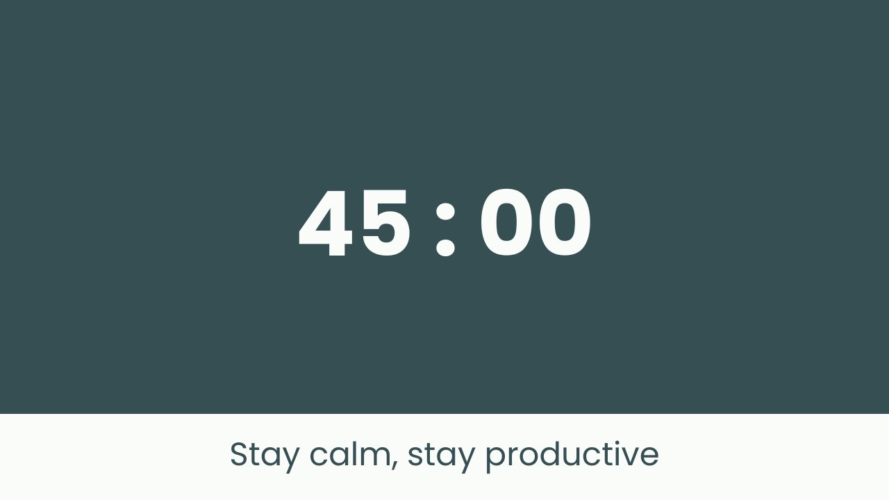45-Minute Dark Green Timer for Focus & Productivity | Calm and Soothing ...