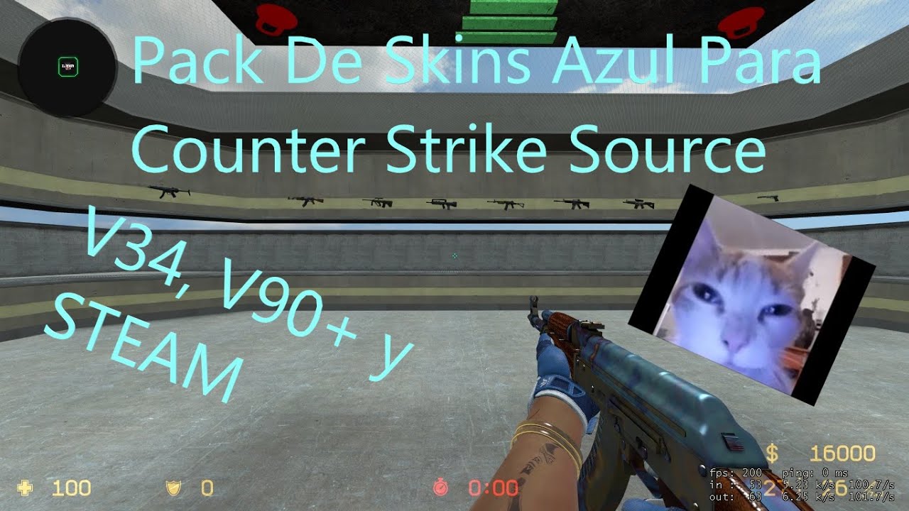 PACK DE SKINS AZUL DE CS:GO PARA COUNTER STRIKE SOURCE V34, V90+ Y STEAM #2 - YouTube