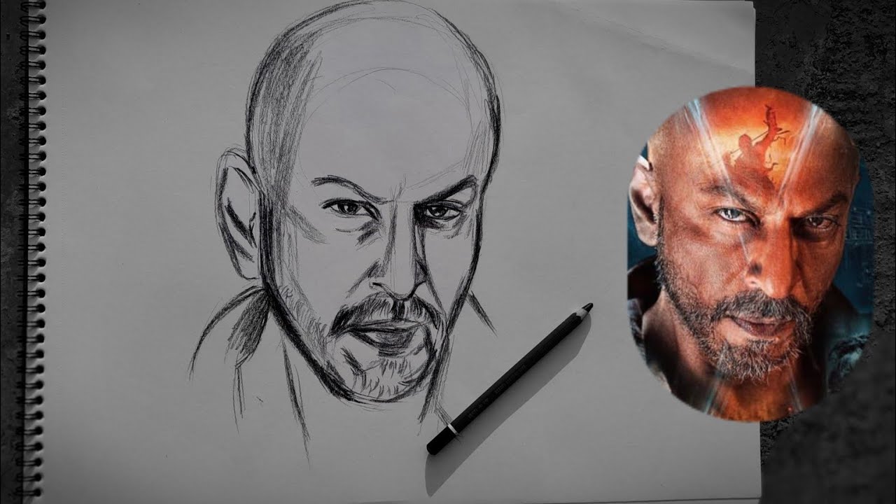 Jawan Srk Drawing | Easy ShahRukh khan Drawing |Outline Drawing of ...