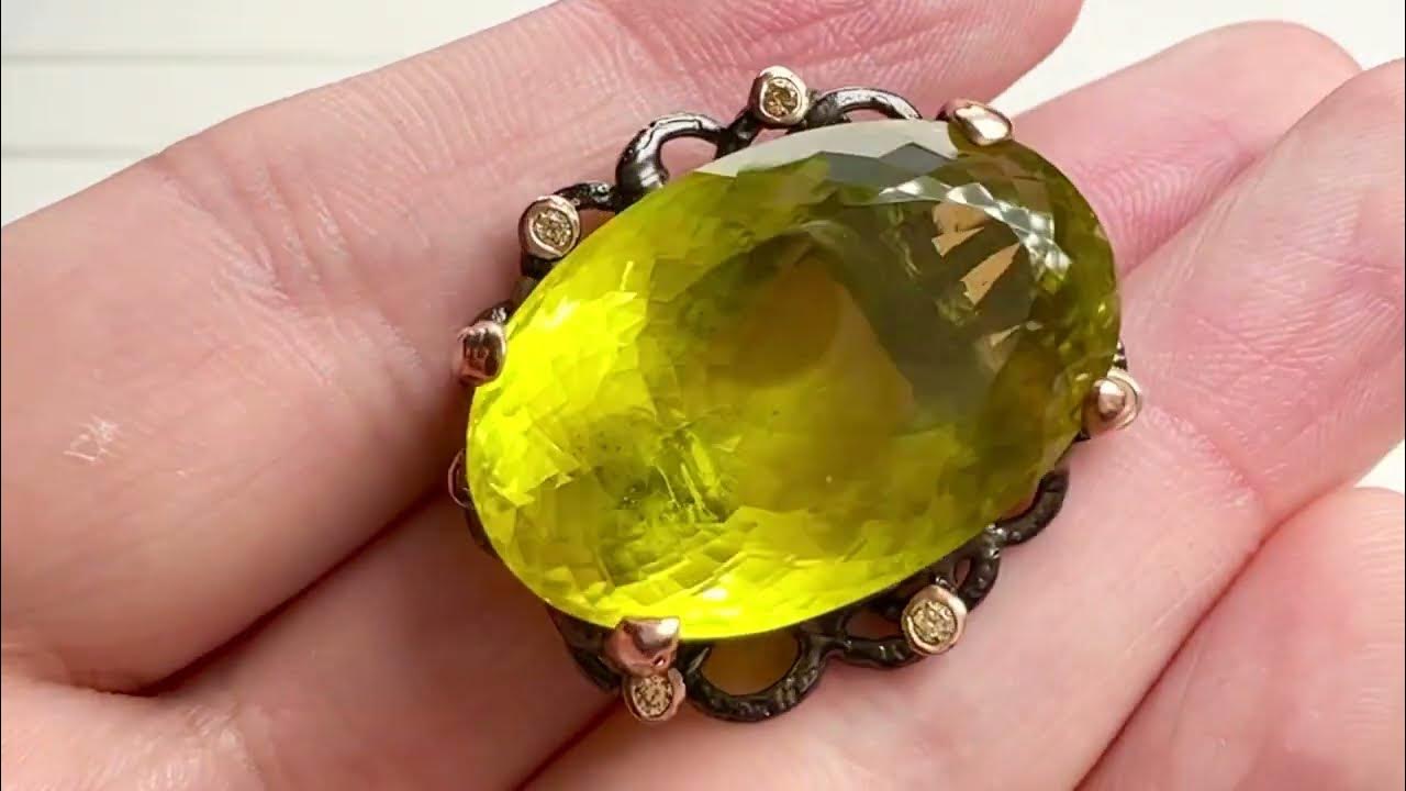 Кольцо с крупным лимонным кварцем 28х14мм - YouTube
