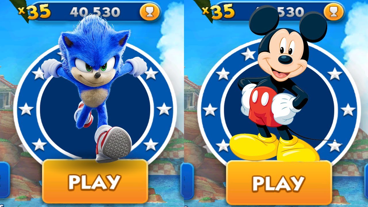 Sonic Dash vs Mickey Mouse Subway - Movie Sonic vs All Bosses Zazz ...