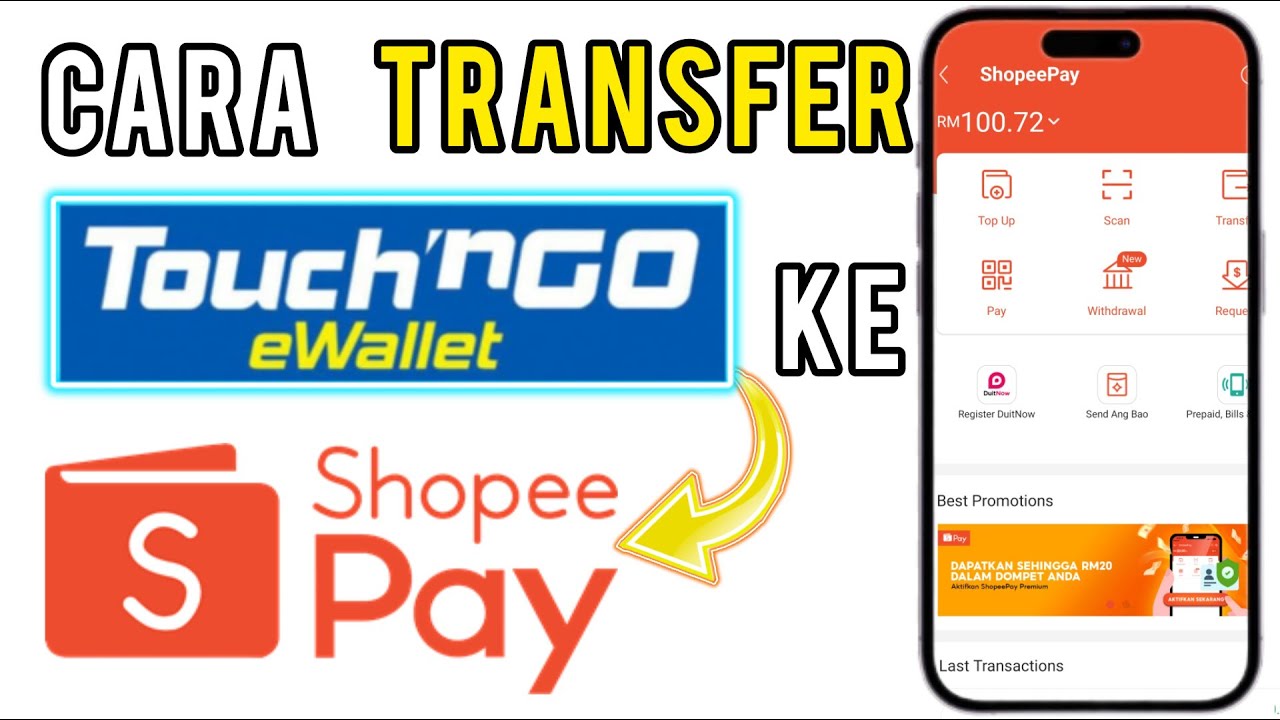 Cara Transfer Duit Dari Touch n Go Ewallet ke Shopeepay Ewallet - YouTube