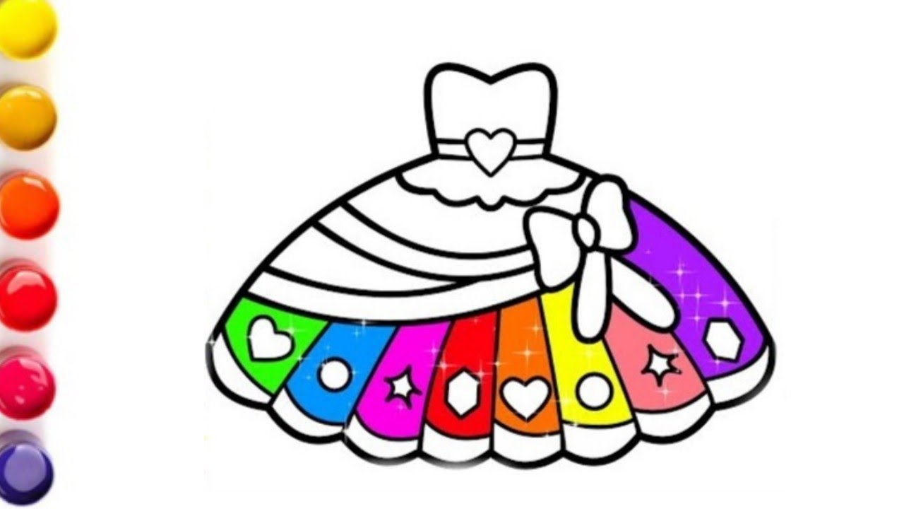 Princess dress drawing, coloring & painting for kids & toddlers | - YouTube