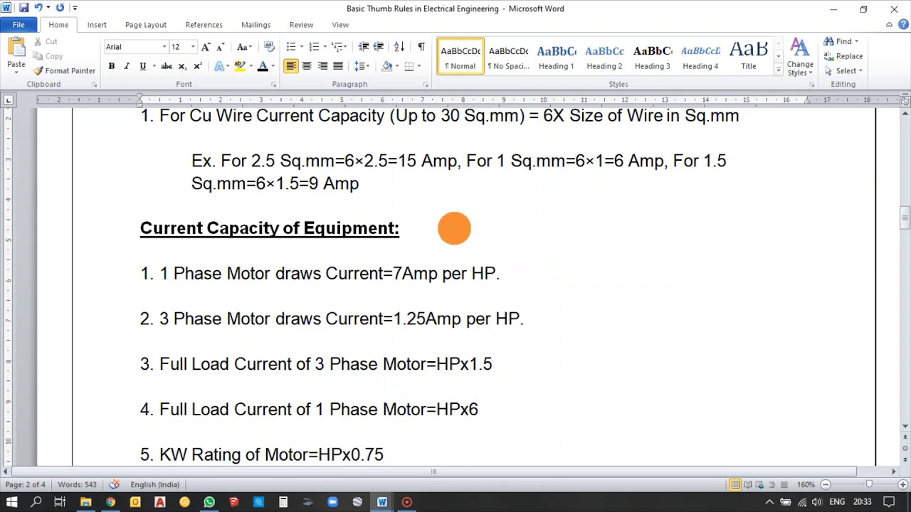 Basic Thumb Rules I Electrical Thumb Rules I Thumb rules for ...