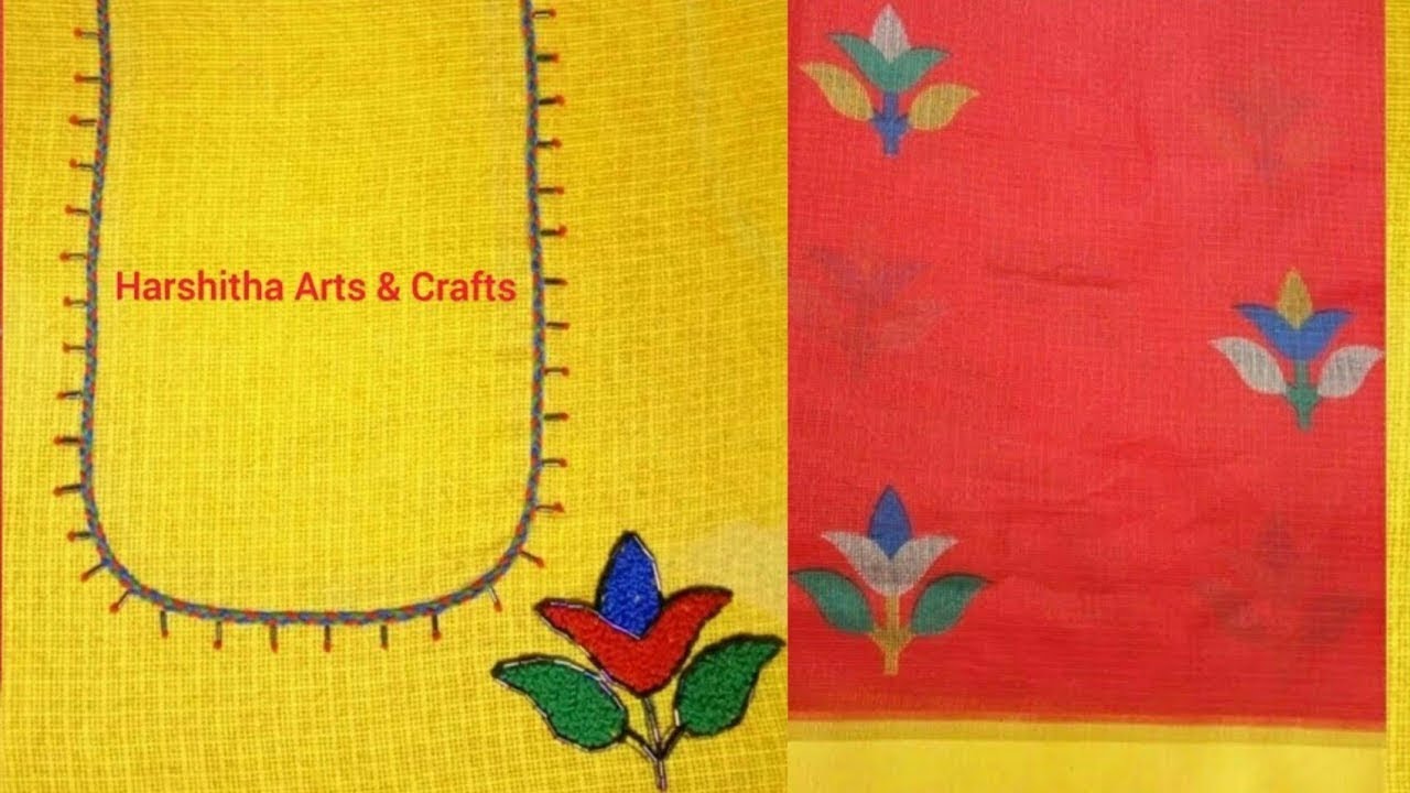 Very Simple and Easy Aariwork Blouse Design using normal needle || Hand ...