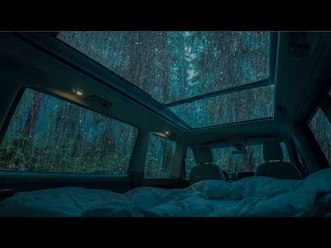 10 Hours⚡️ Deep Sleep Rain on Camper Van in Forest