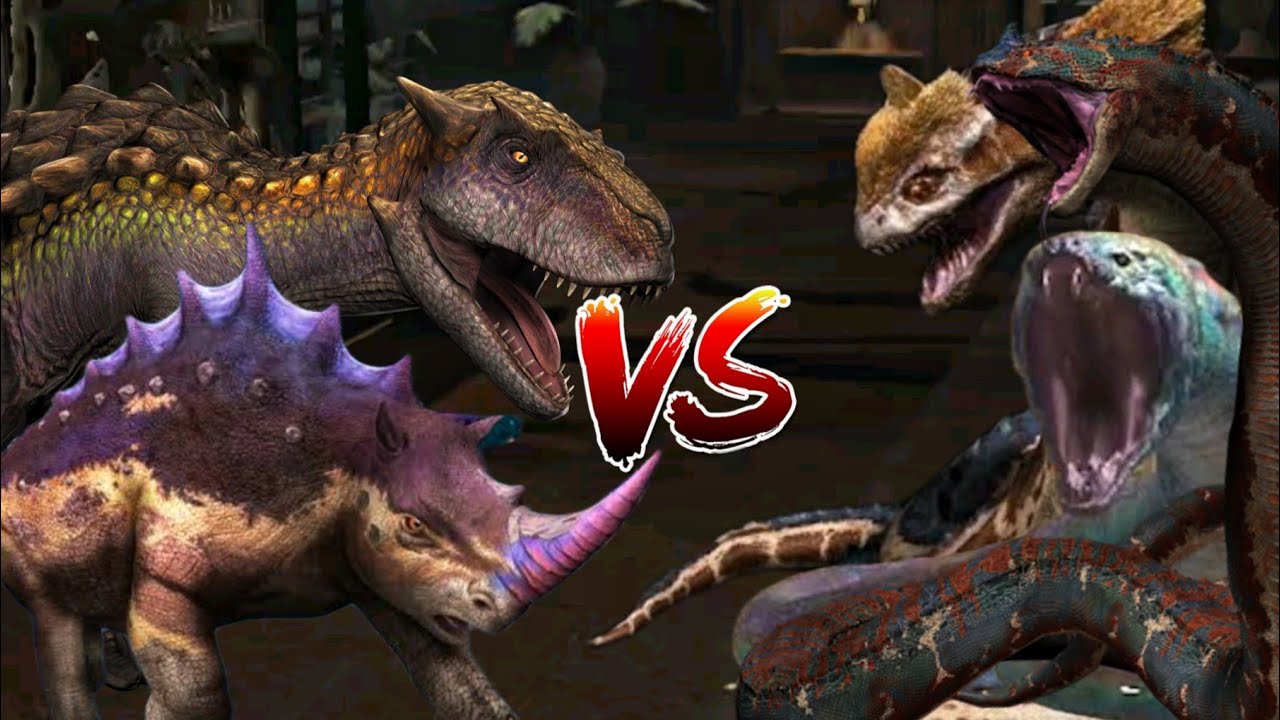 #25. TRYKOSAURUS Vs SUPER SNAKES !! EASY WIN PVP BATTLE in Jurassic ...