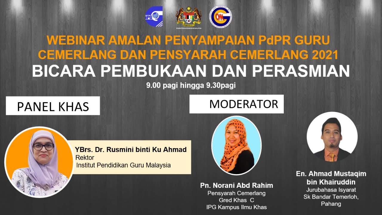 Webinar Amalan Penyampaian PdPR Guru Cemerlang & Pensyarah Cemerlang ...