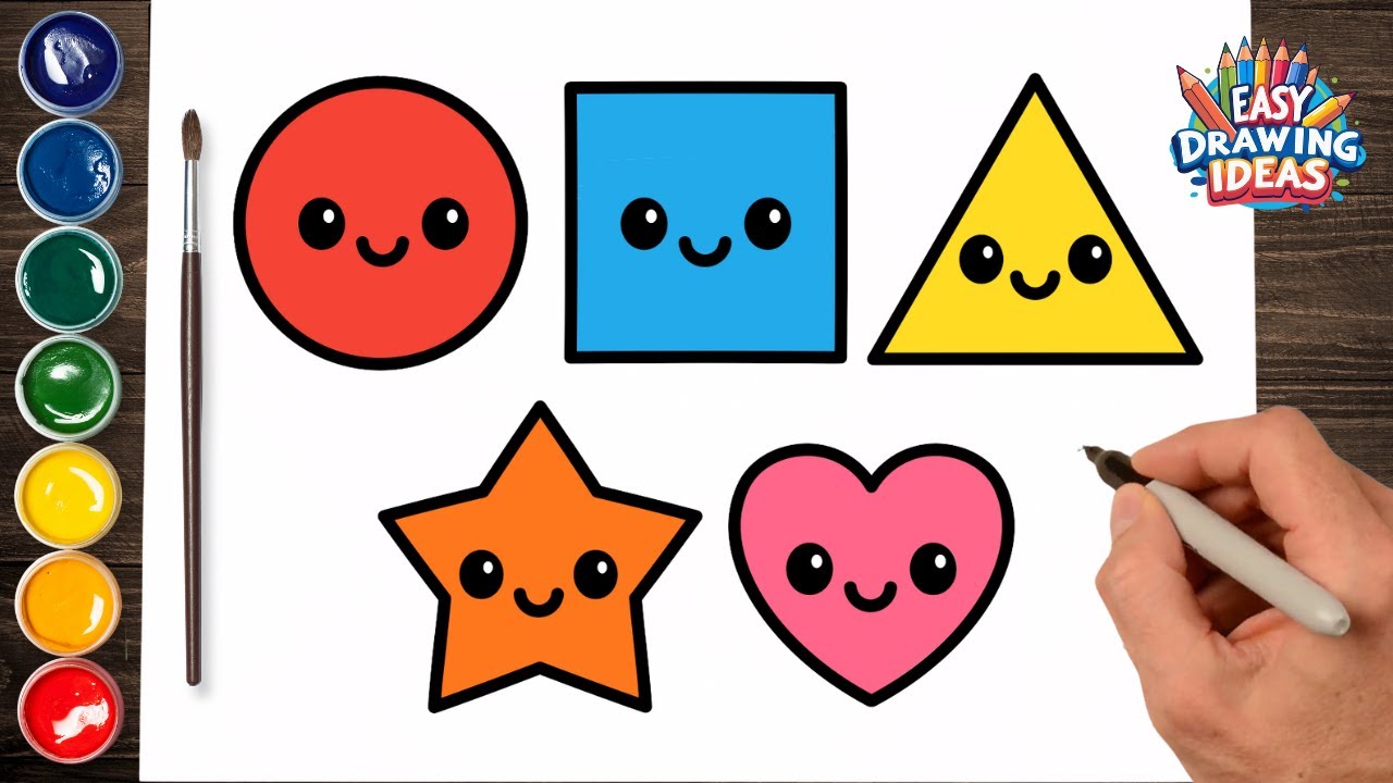 How to Draw 5 Cute Shapes - Easy Kawaii Drawing Tutorial for Kids - YouTube