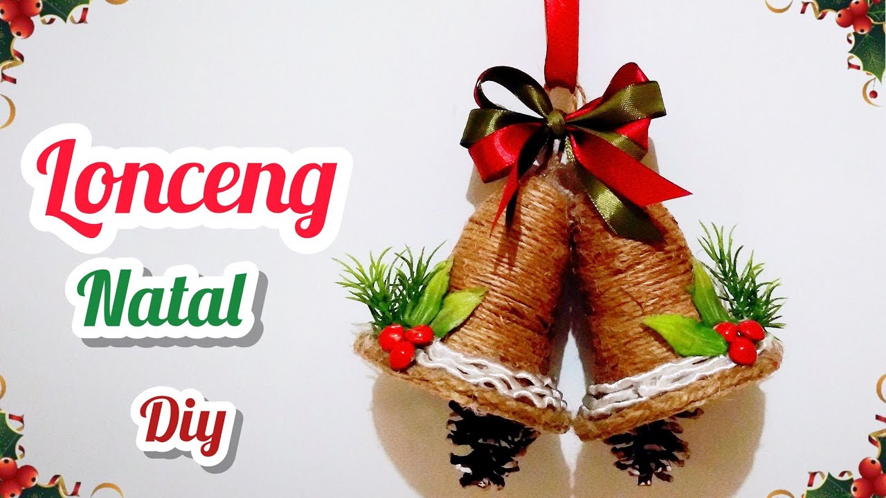 DIY- cara membuat hiasan lonceng natal dari tali rami. - YouTube