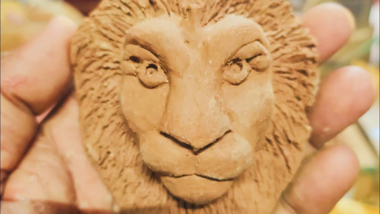 Lion face with clay|how to make a lion using clay|Suhasitharts|Telugu ...