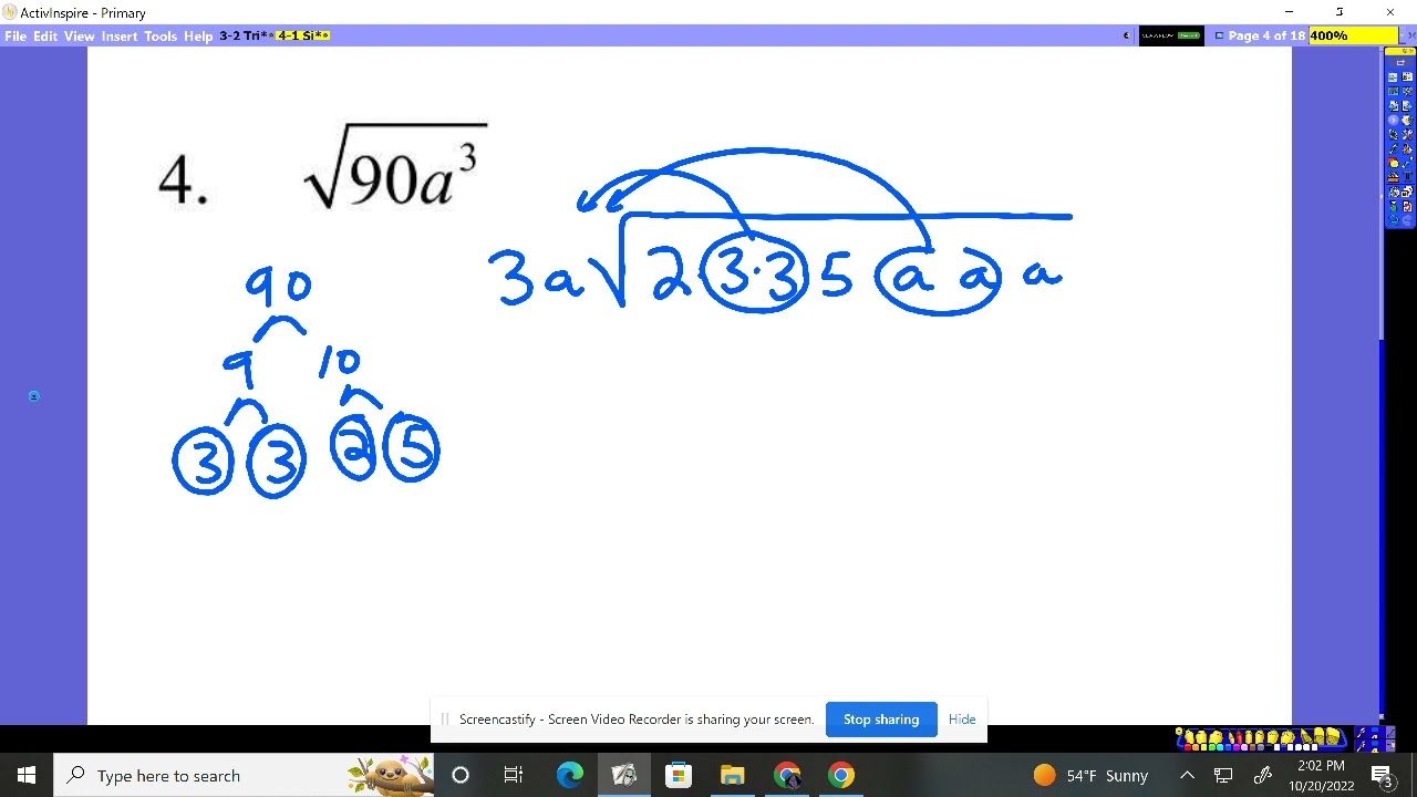Algebra 2 4-1 Simplifying Radicals #4-6 - YouTube