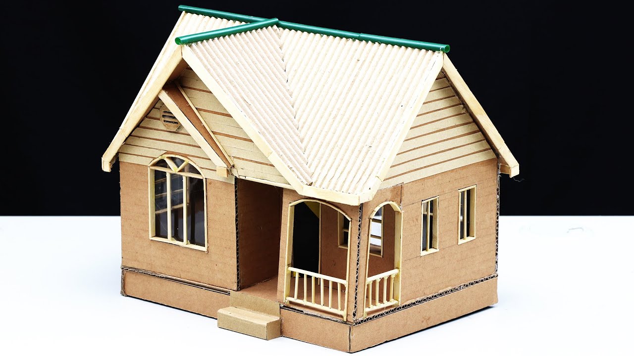 How to Build a Simple House From Cardboard for a School Project - YouTube
