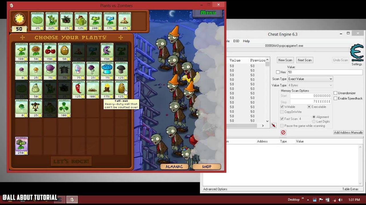 How to use : Cheat Engine [Plants vs Zombies Case] 2016 - YouTube