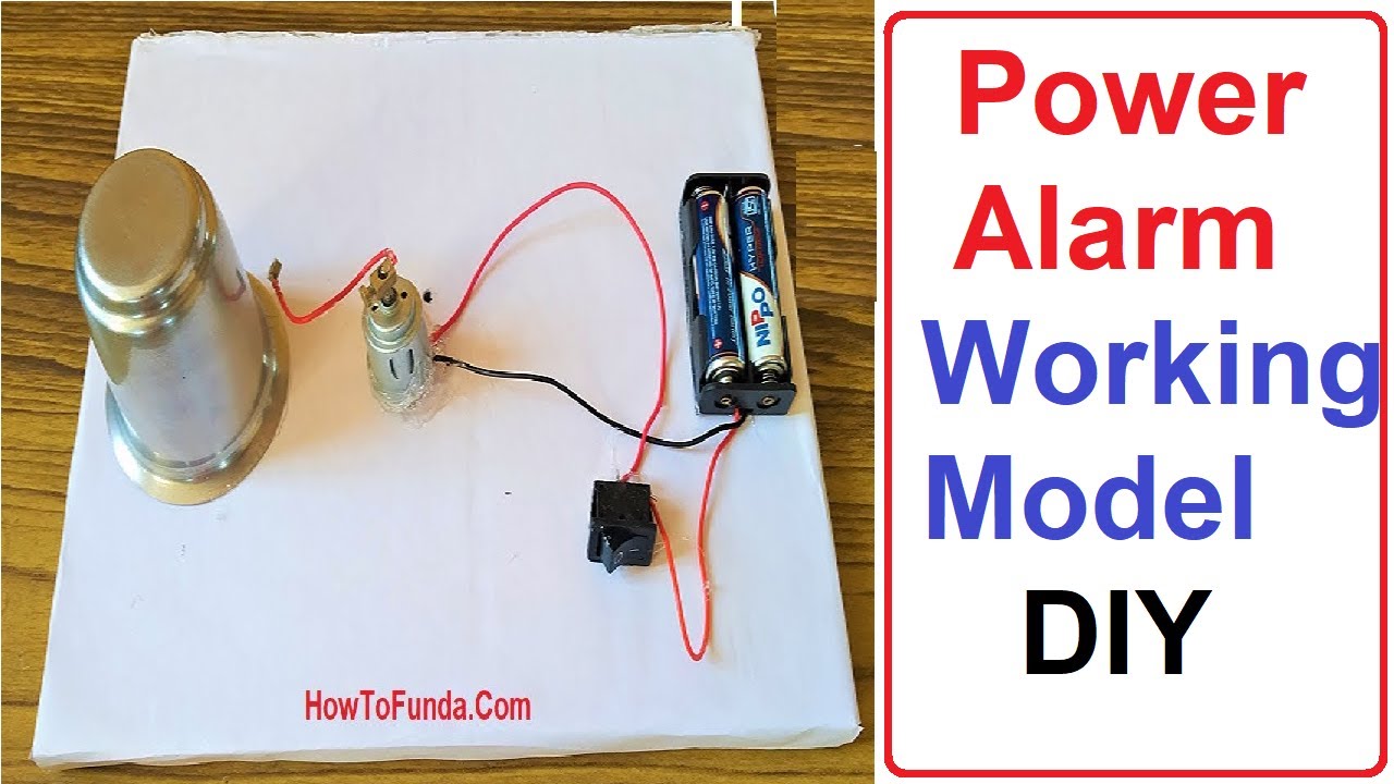powerful alarm working model using dc motor and waste materials ...