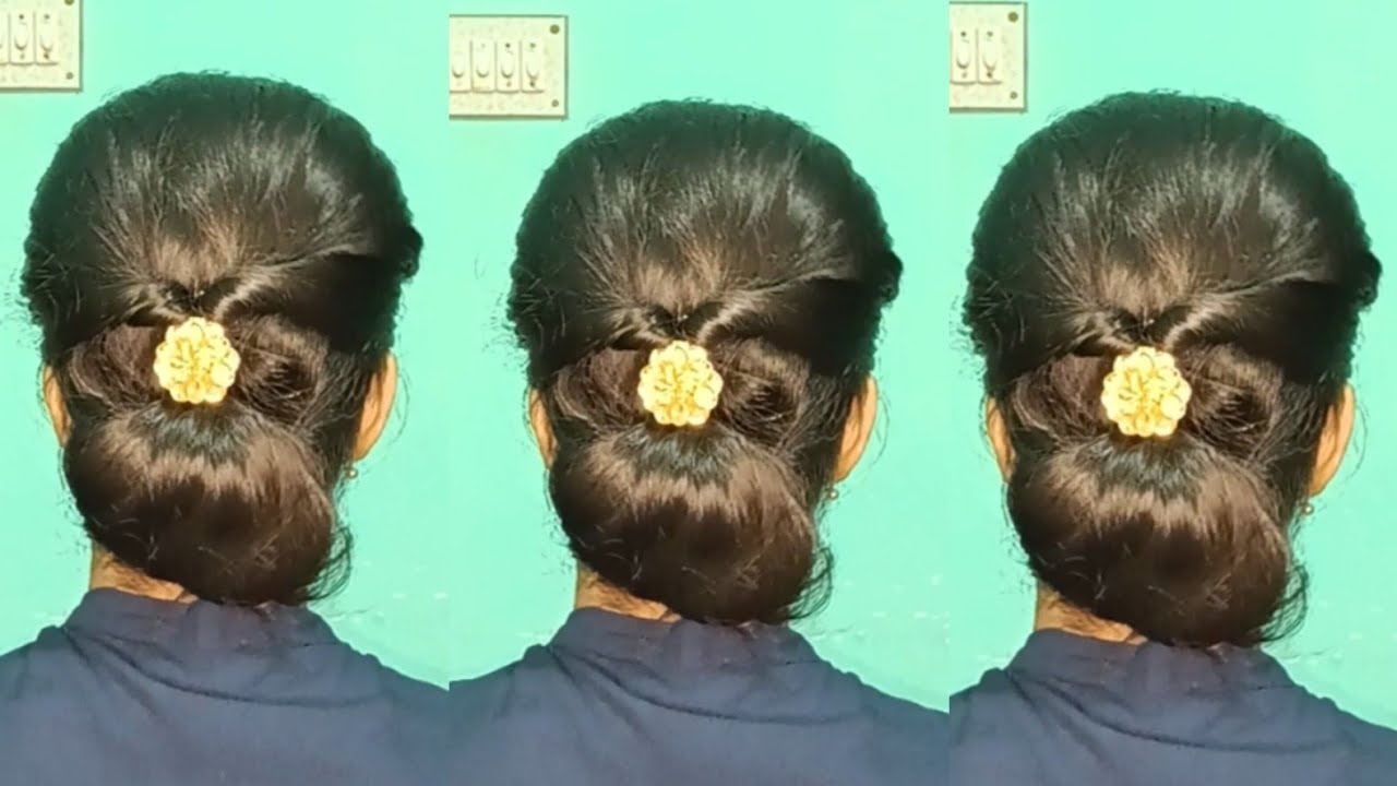 Short Hair Hairstyle / Simple Khopa Hairstyle For Short Hair ...