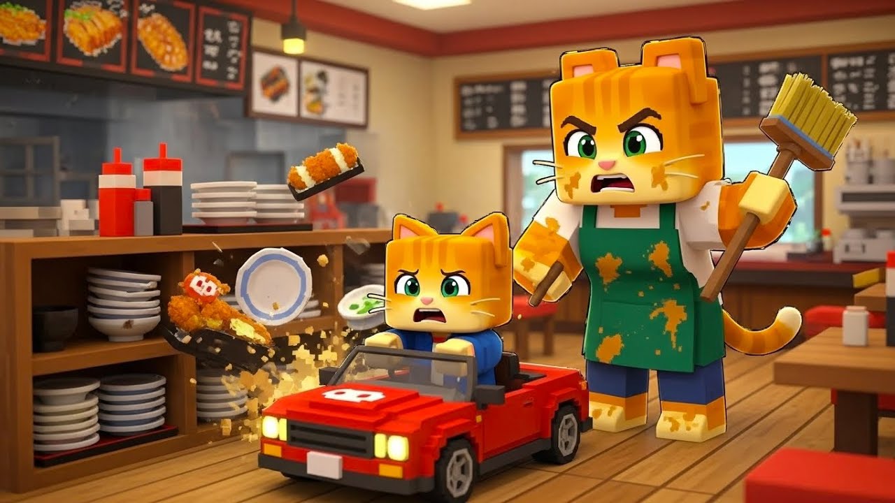 Ginger Cat Drives A Car 😱 Total Restaurant Chaos! Angry Mama | Ginger ...