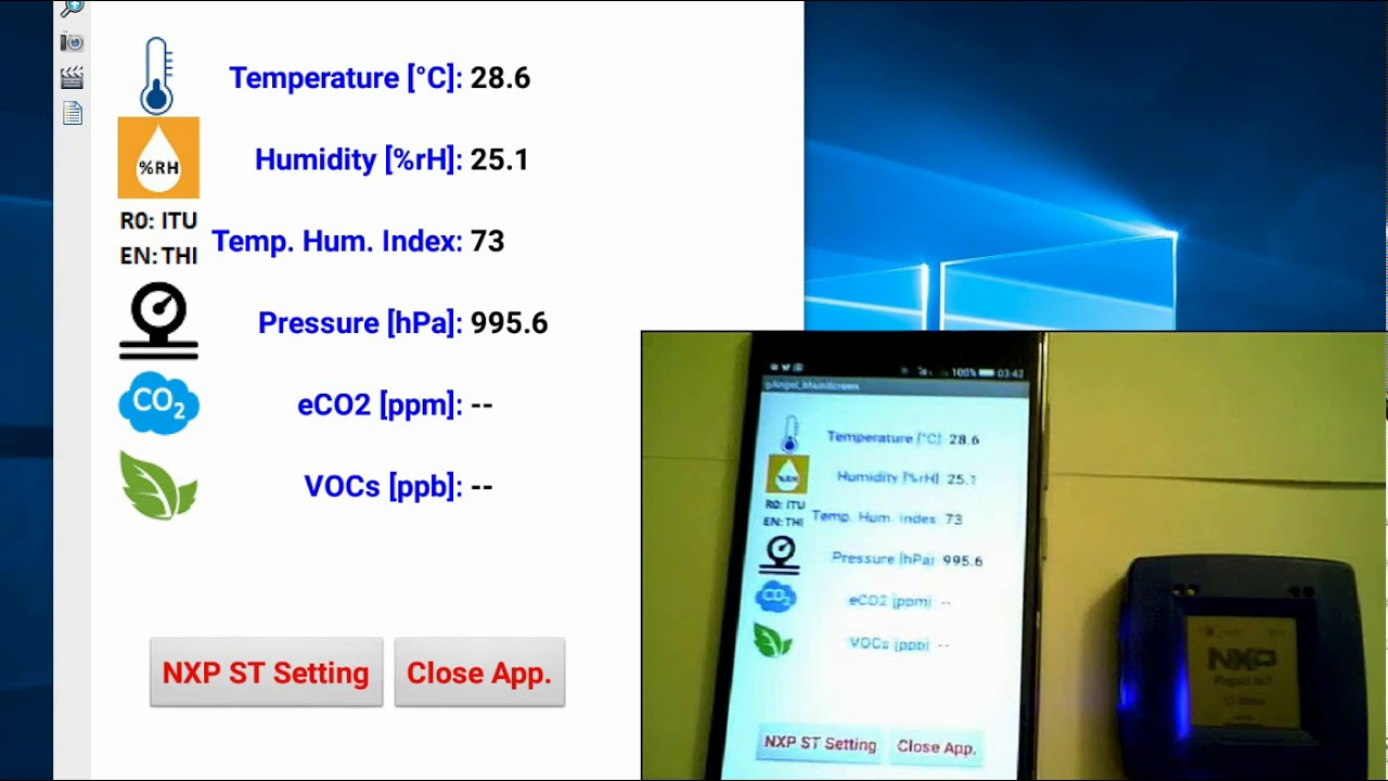 NXP Rapid IoT Bluetooth device and a smartphone - YouTube