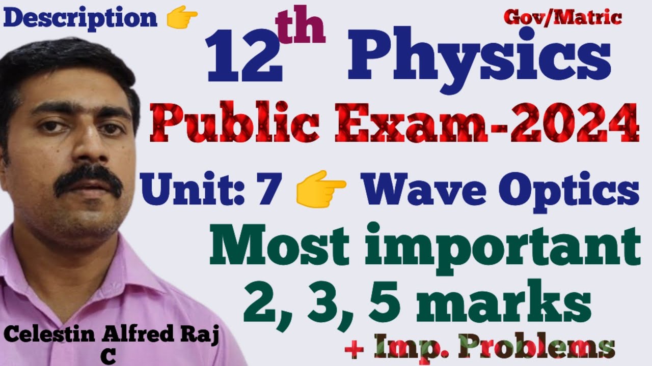 12 Physics|Most|important|2,3,5 marks|Problems|Unit 7|Wave Optics|sky physics - YouTube
