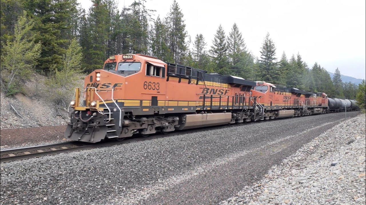 BNSF Westbound Mainfest Train with refined products, cement, Hot Asphalt heading to western ...
