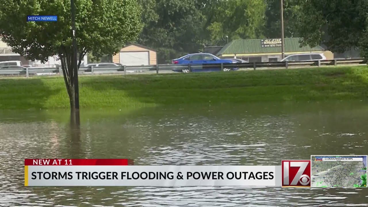 Heavy rain leads to flash flooding across Raleigh - YouTube