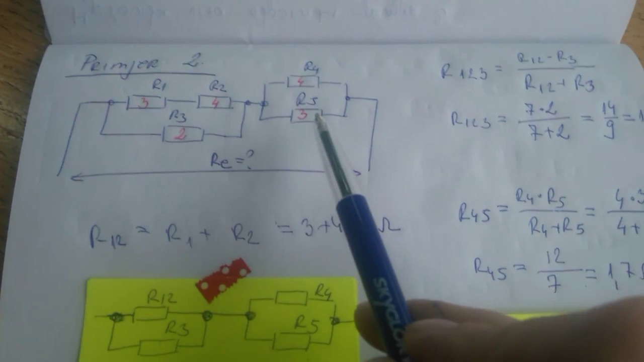 Mješovita veza otpornika-izračunati ekvivalentnu otpornost - primjer 1 ...