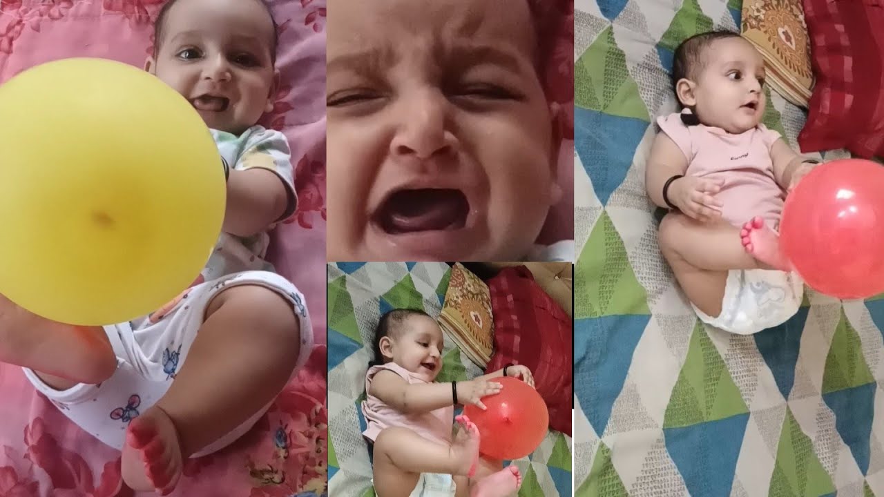 5month baby's reaction on bursting balloon🎈🥰gubbara footne ke bad baby ...