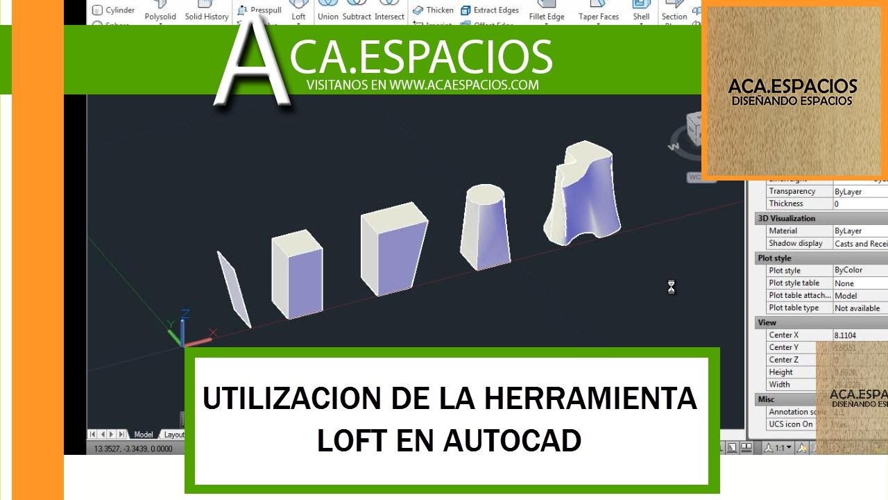 COMO UTILIZAR LA HERRAMIENTA LOFT ( SOLEVACION )EN AUTOCAD - YouTube